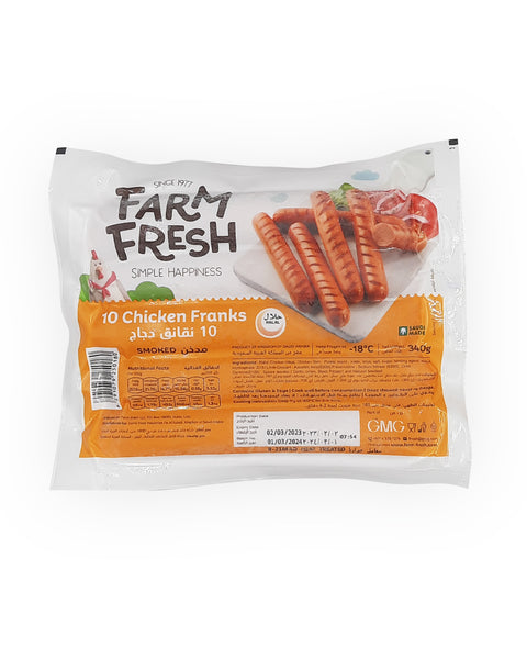 FARM FRESH 10 CHICKEN FRANKS SMOKED 340G